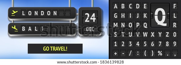Black 3d Airport Timetable Date Tour Stock Vector (Royalty Free) 1836139828