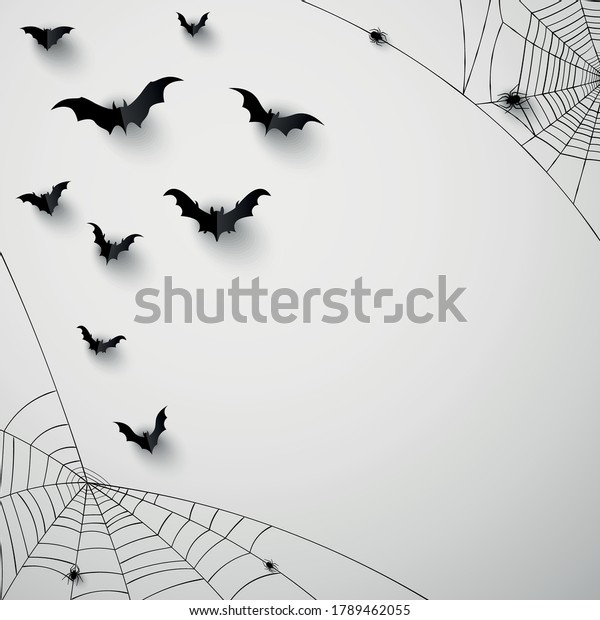 Black 3d Paper Bats Spiderweb Spiders Stock Vector (Royalty Free ...