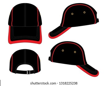 Black 4 Panel Baseball Cap Red Stock Vector (Royalty Free) 1318225238 ...