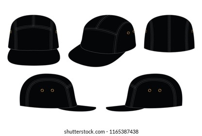 Black 5 Panels Baseball Cap White Stock Vector (Royalty Free) 1470350450