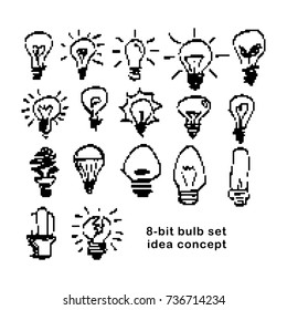 Black 8bit Light Bulbs Symbol Idea: vector de stock (libre de regalías ...
