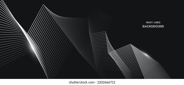 Black Abstract Background Wavy Lines Digital Stock Vector (Royalty Free ...