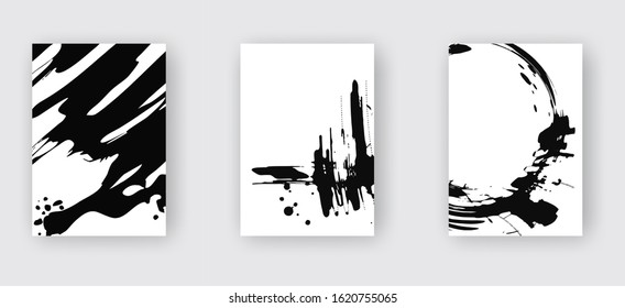 Black Abstract Design Set Ink Paint Stock Vector (Royalty Free ...