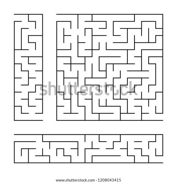 Black Abstract Labyrinth Set Three Puzzles Stock Vector (Royalty Free ...