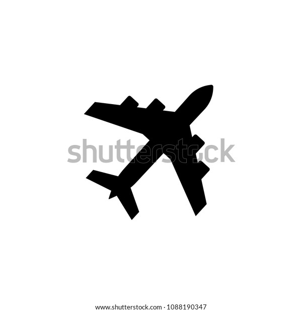 Black Airplane Icon Jetliner Simple Symbol Stock Vector (Royalty Free ...