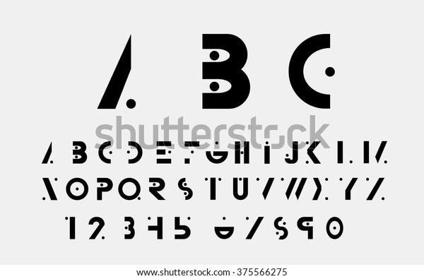 Black alphabetic fonts and numbers with black points. Vector eps10 ...