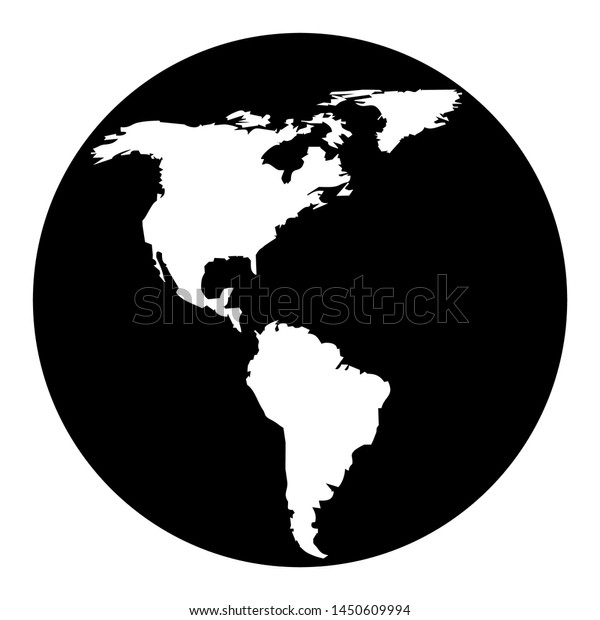 Black America Continent Map Globe Vector Stock Vector (Royalty Free ...