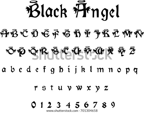 Black Angel Vector Font Stylized Gothic: vector de stock (libre de ...