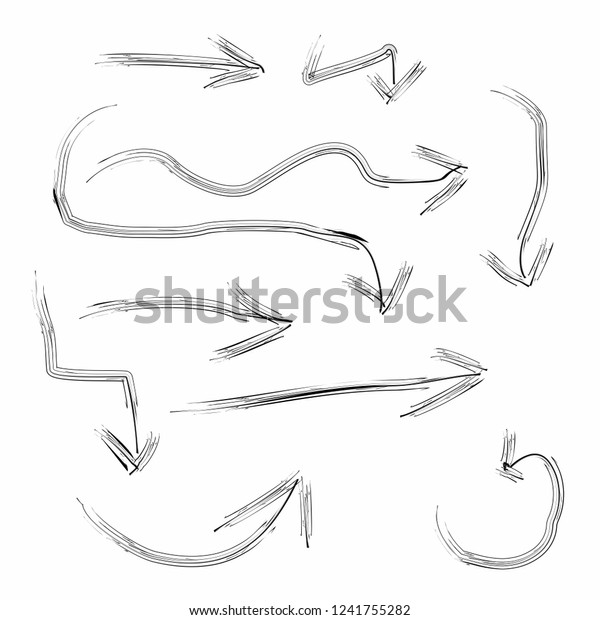 Black Arrow Set Hand Drawing Style Stock Vector (Royalty Free ...
