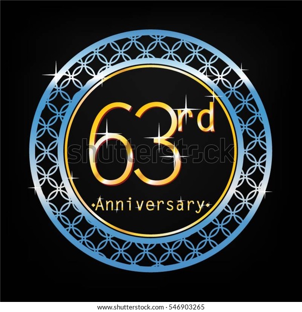 Black Background Blue Circle 63rd Anniversary Stock Vector (Royalty ...