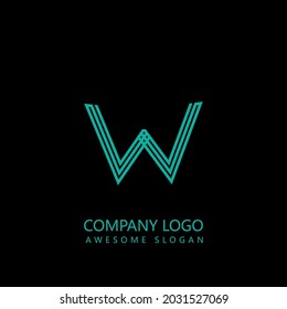 Black Background Blue W Line Art Stock Vector (Royalty Free) 2031527069 ...