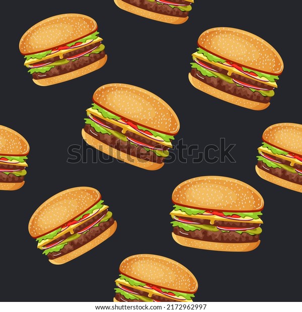 Black Background Burgers Vector Stock Illustrationfast: เวกเตอร์สต็อก ...