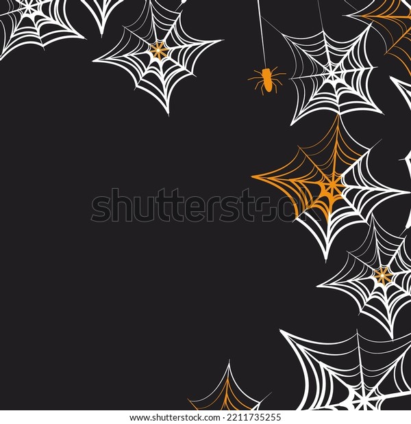 Black Background Cobwebs Spider Hanging Cobweb Stock Vector (Royalty ...