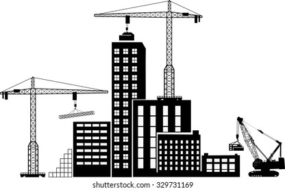 Black Background Construction Icons Set On Stock Vector (Royalty Free ...