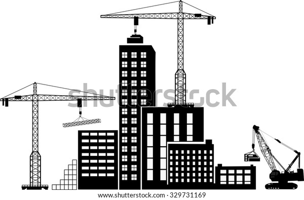 Black Background Construction Icons Set On Stock Vector (Royalty Free ...
