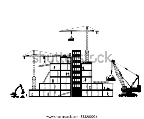 Black Background Construction Icons Set On Stock Vector (Royalty Free ...