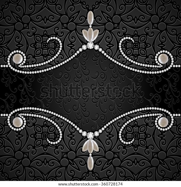 Black Background Diamond Jewelry Border Divider Stock Vector (Royalty ...