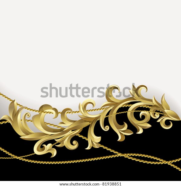 Black Background Gold Plants Rope Stock Vector (Royalty Free) 81938851