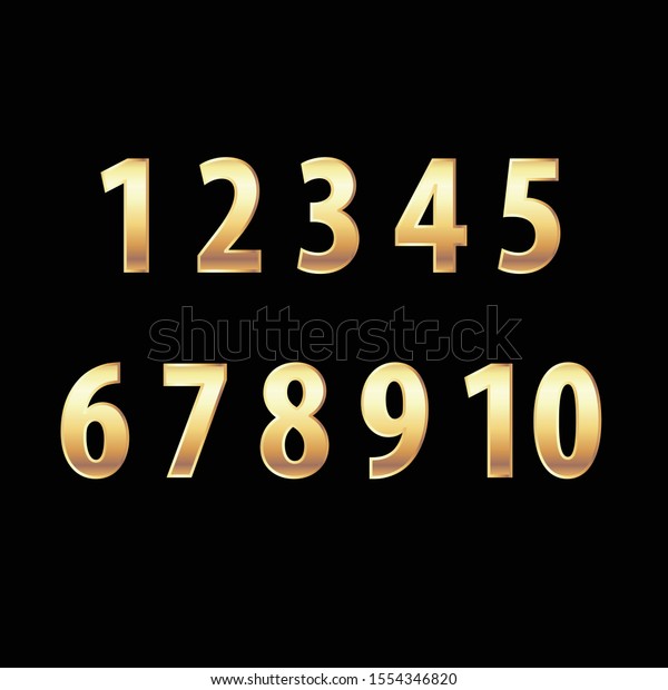 Black Background Luxurious Gold Numbers Alphabetic Stock Vector ...