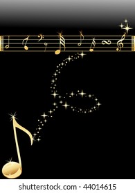 Black Background Shiny Musical Notes Stock Vector (Royalty Free ...