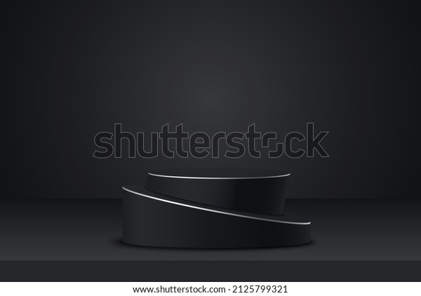 Black Background Studio Room Round Black Stock Vector (Royalty Free ...
