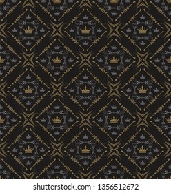 Black Background Wallpaper Royal Style Seamless Stock Vector (Royalty ...