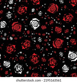 Black Background White Red Flowers Roses Stock Vector (Royalty Free ...