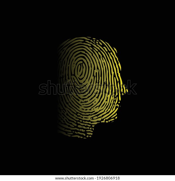 Black Background Yellow Fingerprint Human Face Stock Vector (Royalty ...
