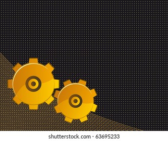 Black Background Yellow Gears Vector Illustration Stock Vector (Royalty ...