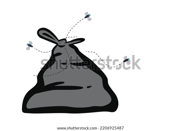 Black Bag Cartoon Flies Swarming Around Stock Vector (Royalty Free ...