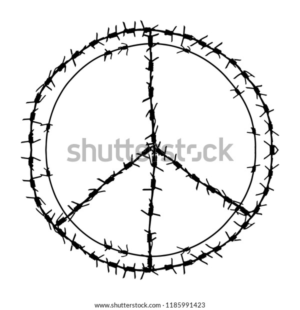 Black Barbed Wire Vector Round Peace Stock Vector (Royalty Free) 1185991423