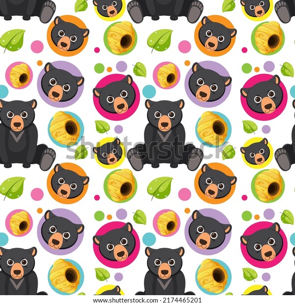 Black Bear Seamless Pattern Illustration Stock Vector (Royalty Free ...