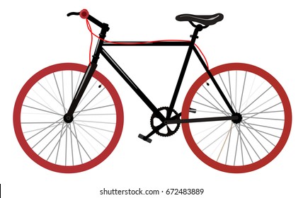 Black Bicycle Red Wheels Stock Vector (Royalty Free) 672483889 ...