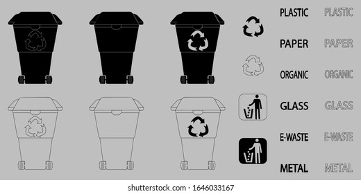 Black Bin Set Recycle Bin Recycle Stock Vector (Royalty Free ...