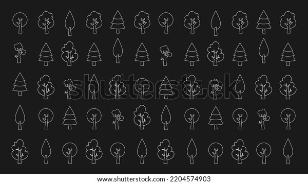 Black Blank Background Line Art Trees Stock Vector (Royalty Free ...