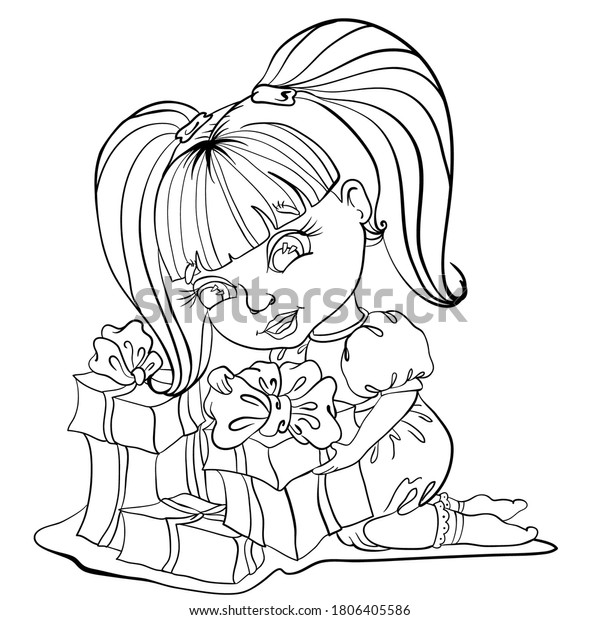 Black Blank Outline Drawing Coloring Cartoon Stock Vector (Royalty Free ...