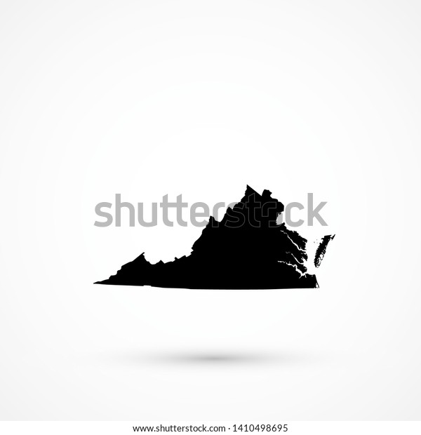 Black blank vector Virginia map. Isolated on white background.