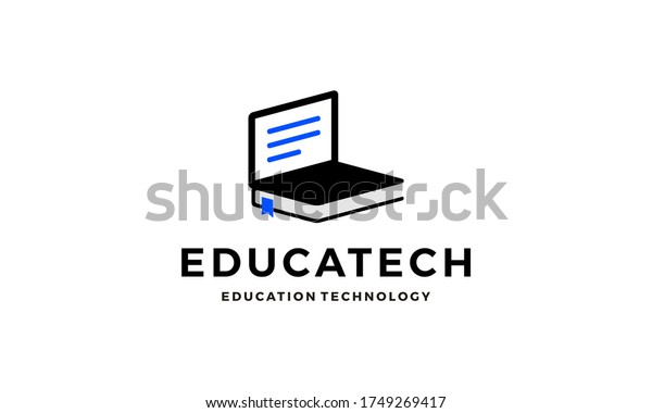 Black Blue Education Book Technology Logo Stock Vector (Royalty Free ...