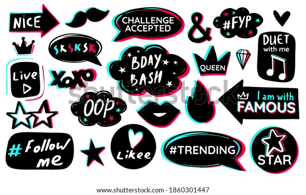 Black Blue Pink Sticker Pack White Stock Vector (Royalty Free ...