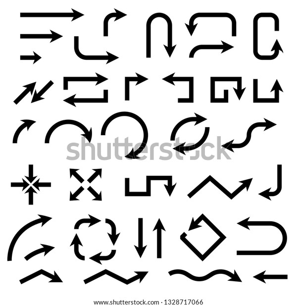 Black Bold Arrows Set Symbols Vector: เวกเตอร์สต็อก (ปลอดค่าลิขสิทธิ์ ...