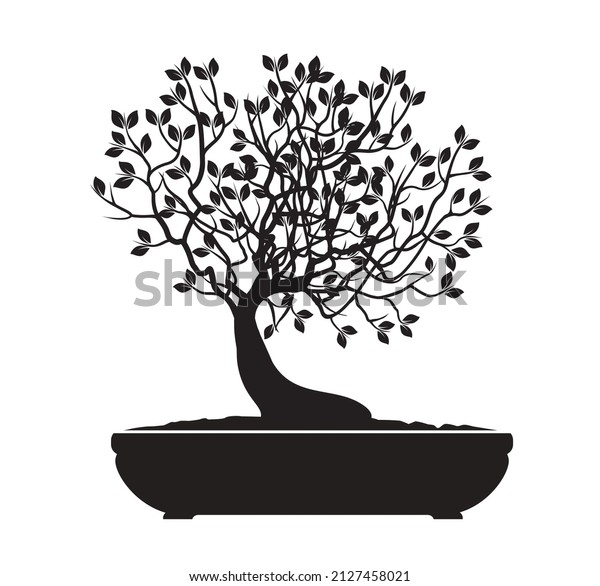 Black Bonsai Tree Vector Outline Illustration: เวกเตอร์สต็อก (ปลอดค่า ...
