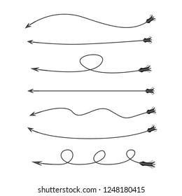 Black Bow Arrow Line Divider Set Stock Vector (Royalty Free) 1248180415