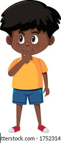 Black Boy Thinking Cartoon Character Illustration Stock Vector (Royalty ...