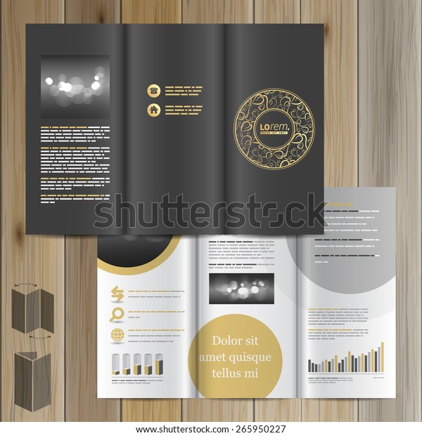 Black Brochure Template Design Round Golden Stock Vector (Royalty Free ...