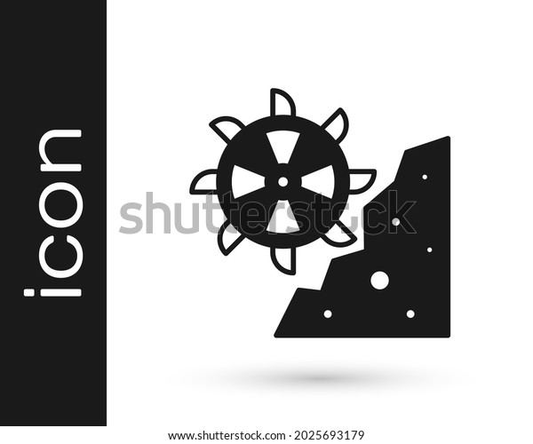 Black Bucket Wheel Excavator Icon Isolated Stock Vector (Royalty Free ...