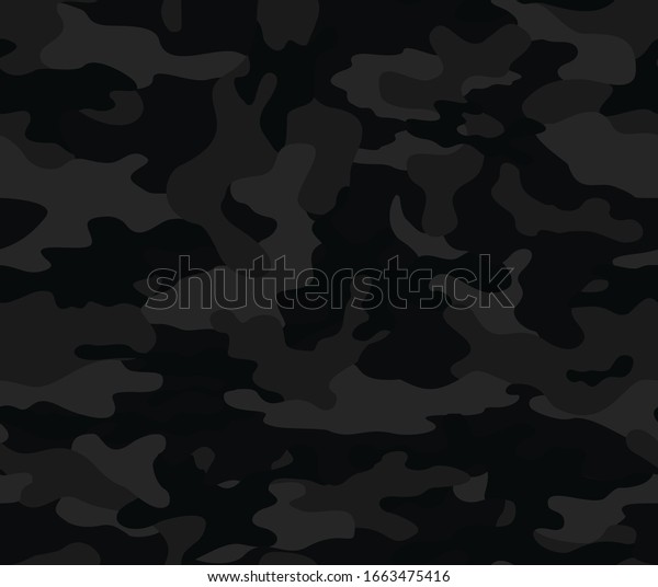 Black Camouflage Seamless Pattern Army Texture Stock Vector (Royalty ...