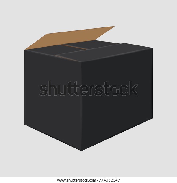 Black Cardboard Close Box Side View Stock Vector (Royalty Free ...