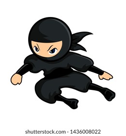 Vektor Stok Black Cartoon Ninja Jumping Side (Tanpa Royalti) 1436008022 ...