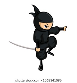Carton Black Ninja Jump Hold Two Stock Vector (Royalty Free) 1623933877
