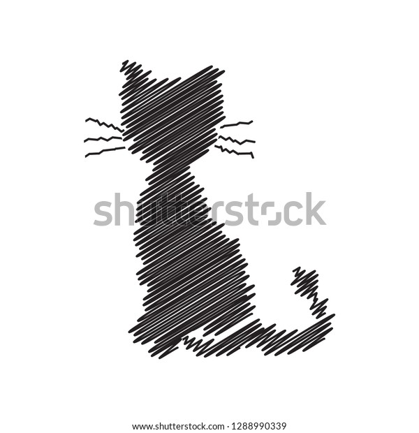 Black Cat Doodle Vector Illustration Stock Vector (Royalty Free ...